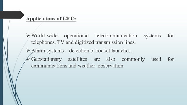 Geosynchronous earth orbit(geo) | PPT