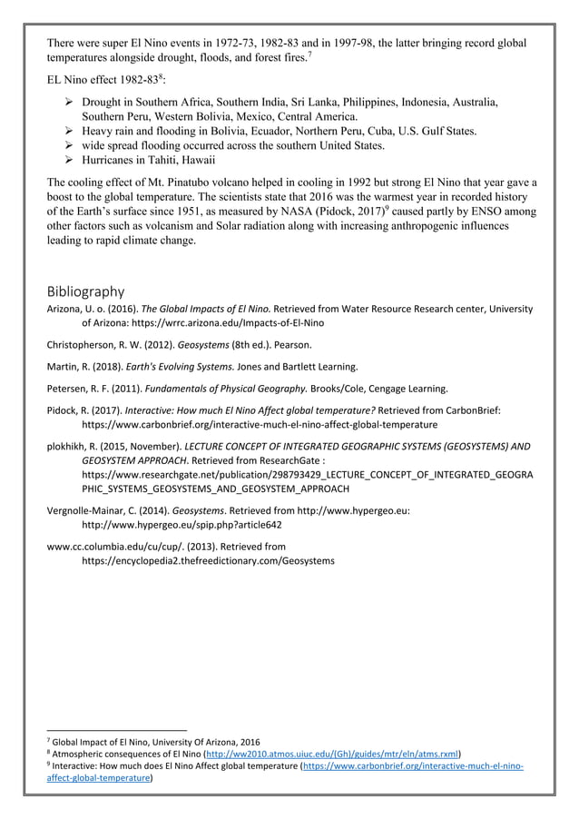 Geosystem Approach: El Nino Southern Oscillation Effects | PDF