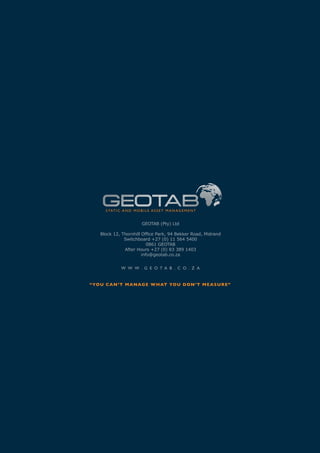 Geotab Overview | PDF | Auto Navigation Systems | Auto Technology