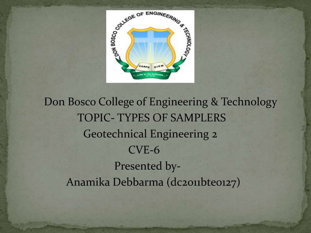 Types of samplers used in soil sampling | PPTX | Geology | Science