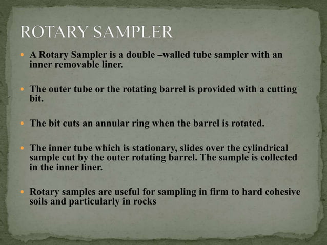 Types of samplers used in soil sampling | PPTX | Geology | Science