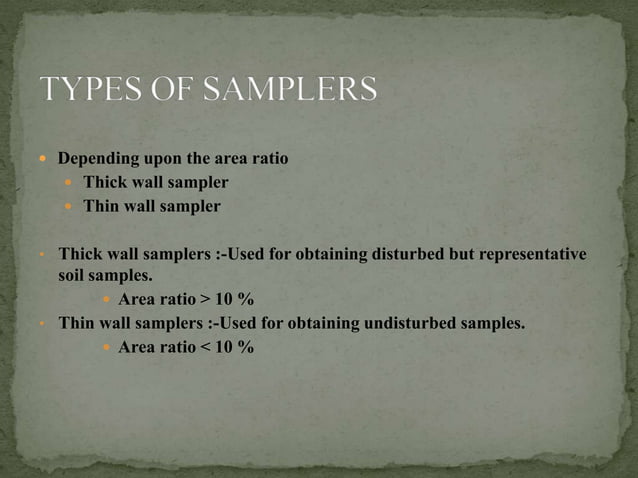Types of samplers used in soil sampling | PPTX | Geology | Science