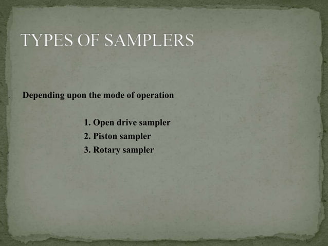 Types of samplers used in soil sampling | PPTX | Geology | Science