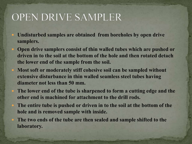 Types of samplers used in soil sampling | PPTX | Geology | Science