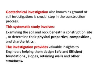 Site investigation important stages in site | PPT