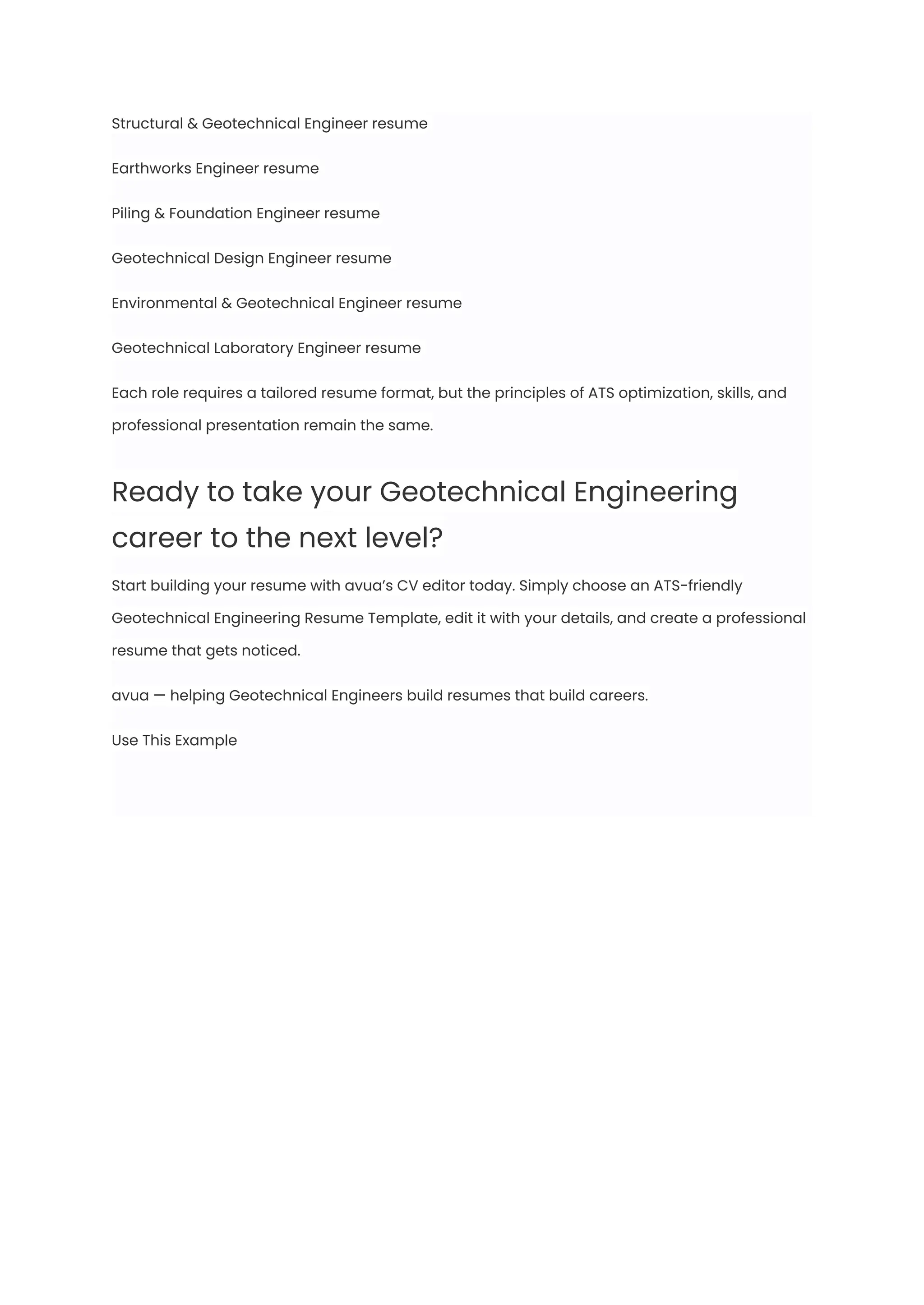 Geotechnical Engineer Resume Examples & Writing Guide for 2025 | PDF