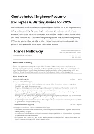 Geotechnical Engineer Resume Examples & Writing Guide for 2025 | PDF