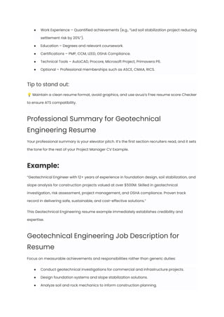Geotechnical Engineer Resume Examples & Writing Guide for 2025 | PDF