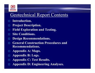 Geotechnical report by Dr. Malek Samdi of GEOTILL | PDF
