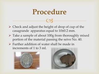 Determination of Liquid Limit of Soil : Civil Engineering | PPTX