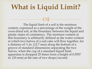 Determination of Liquid Limit of Soil : Civil Engineering | PPTX