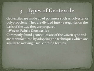 Geo textile for soil stabilization | PPTX