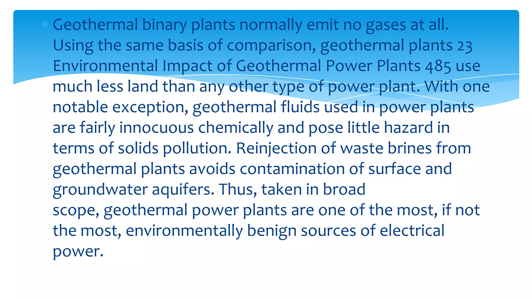 environmental impact of geothermal plants | PPTX