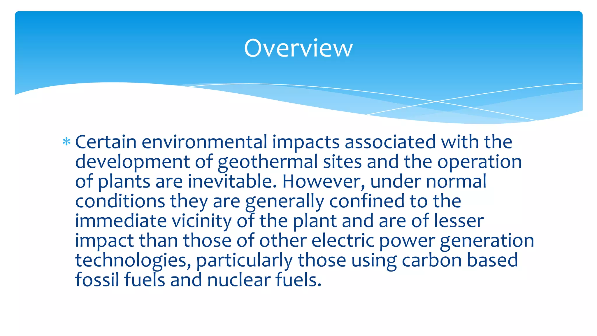 environmental impact of geothermal plants | PPTX
