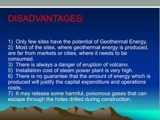 Disadvantages Of Geothermal Energy