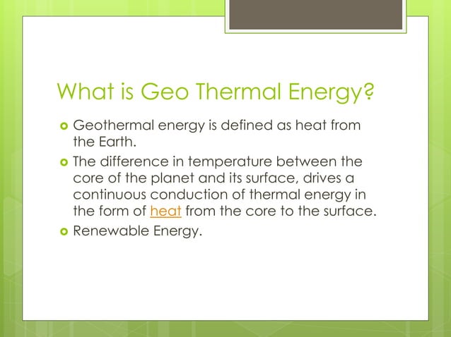 Geothermal energy and its application | PPTX | Power and Energy ...