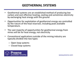 Geothermal energy in mining | PPTX