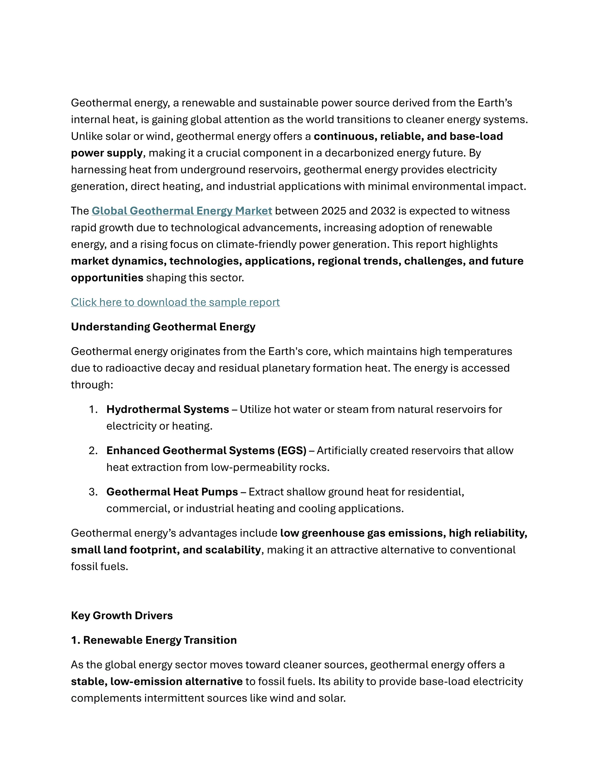 Global Geothermal Energy Market Landscape: Power Generation, Direct Use ...