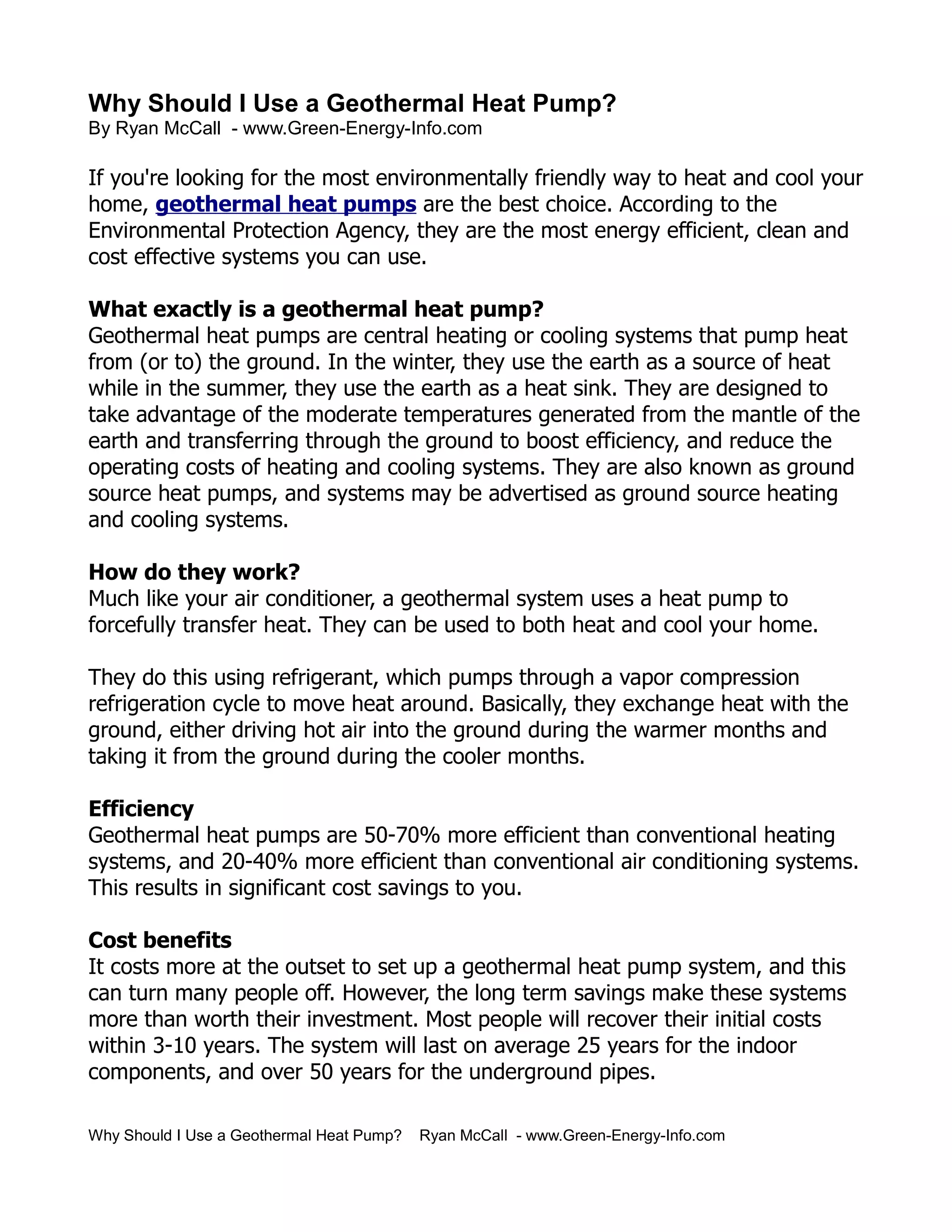 Geothermal Heat Pumps | PDF | Indoor Environmental Quality | Home & Garden