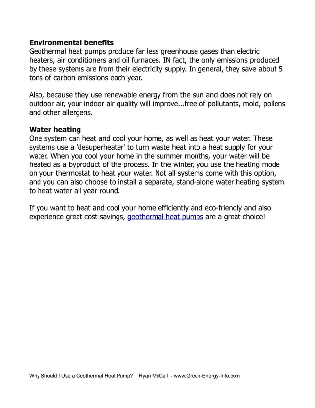 Geothermal Heat Pumps | PDF | Indoor Environmental Quality | Home & Garden