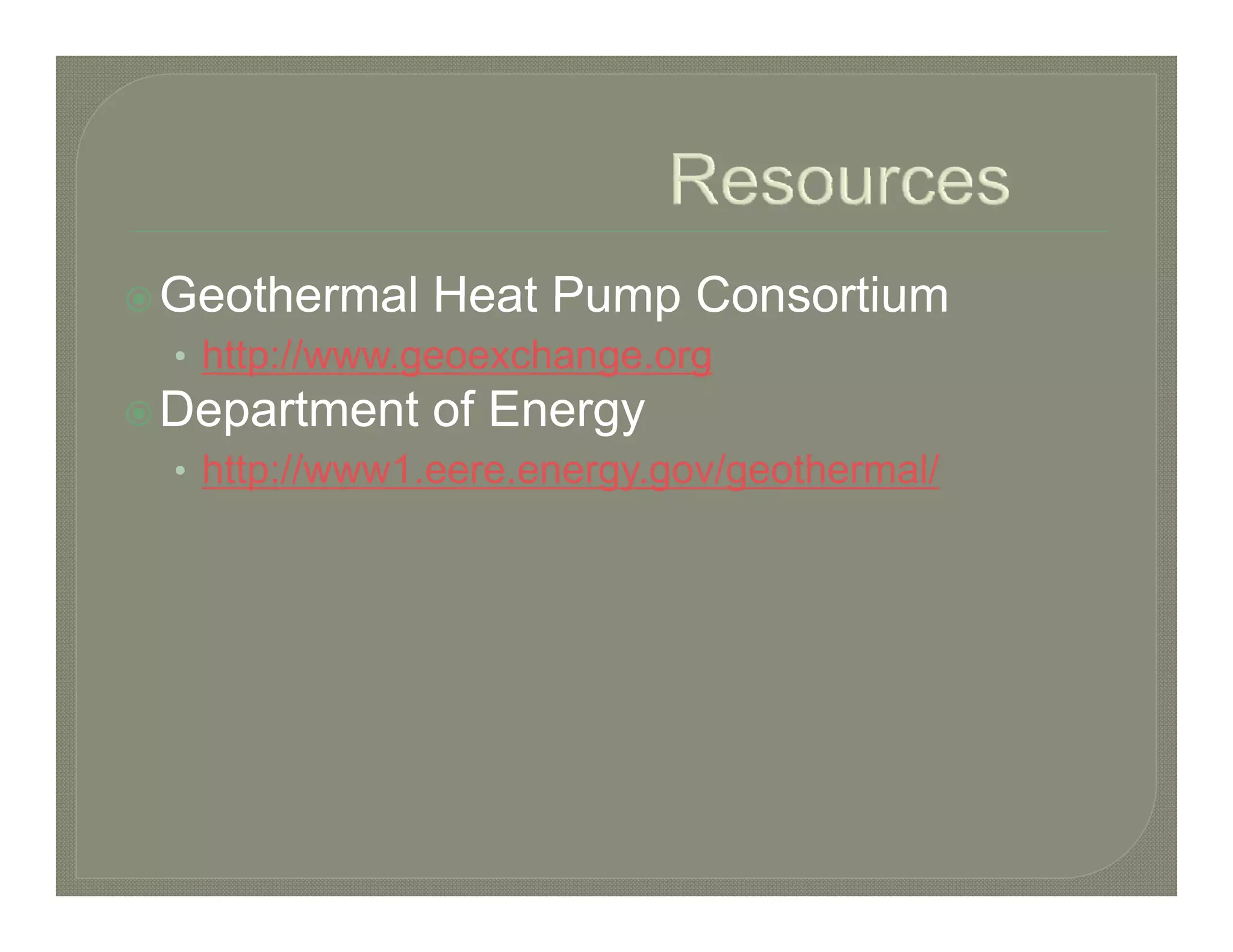 Geothermal / Geoexchange Systems | PDF