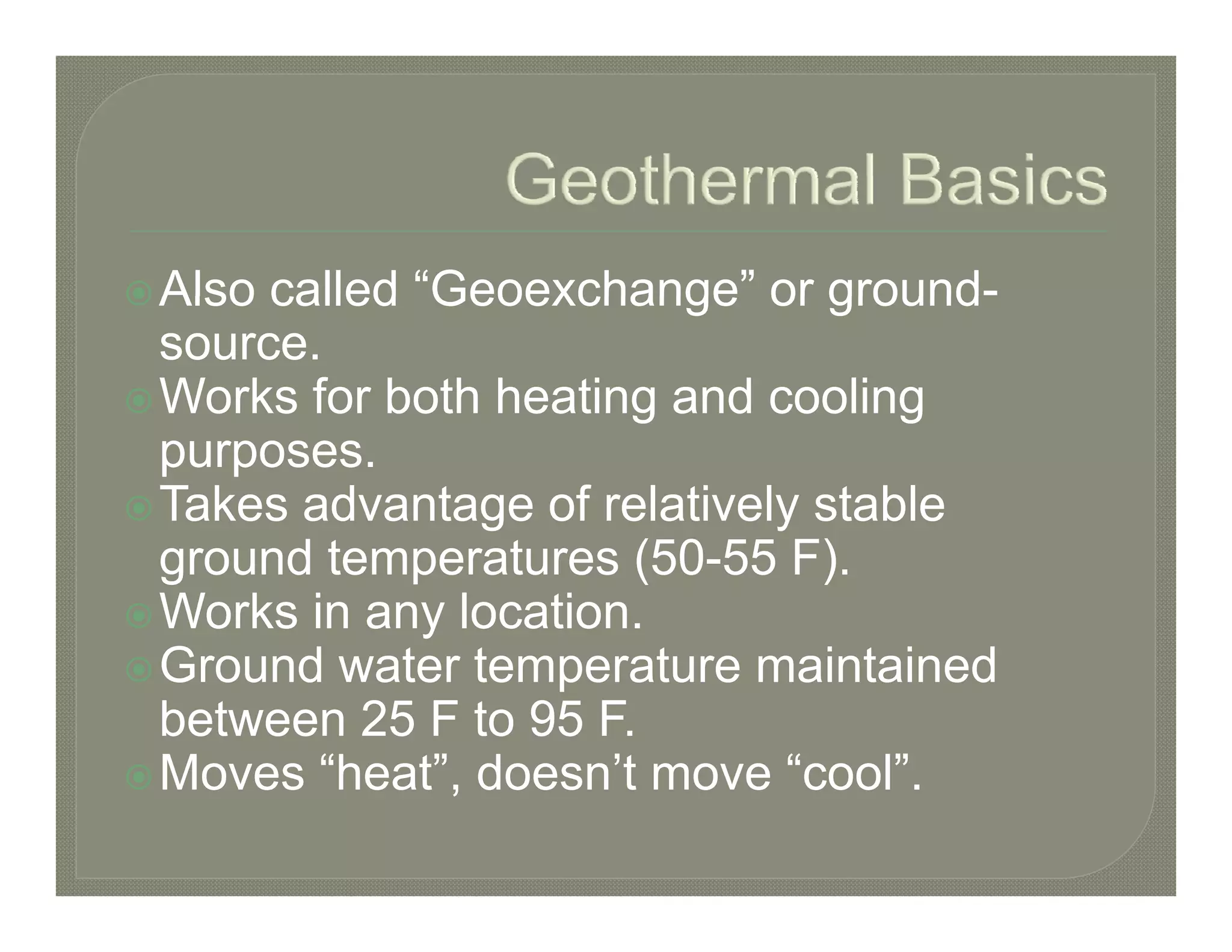 Geothermal / Geoexchange Systems | PDF
