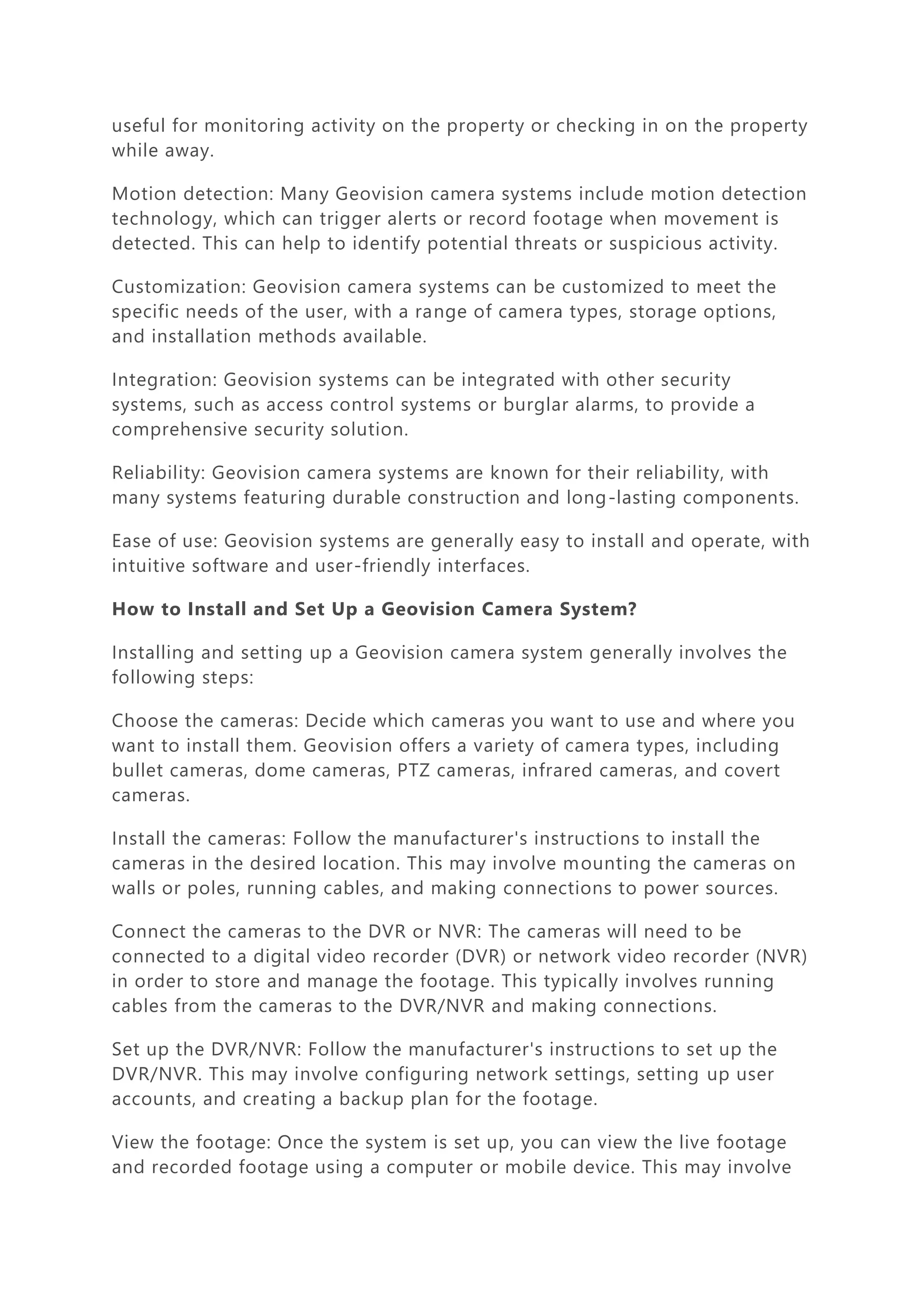 Geovision Camera System. | DOCX