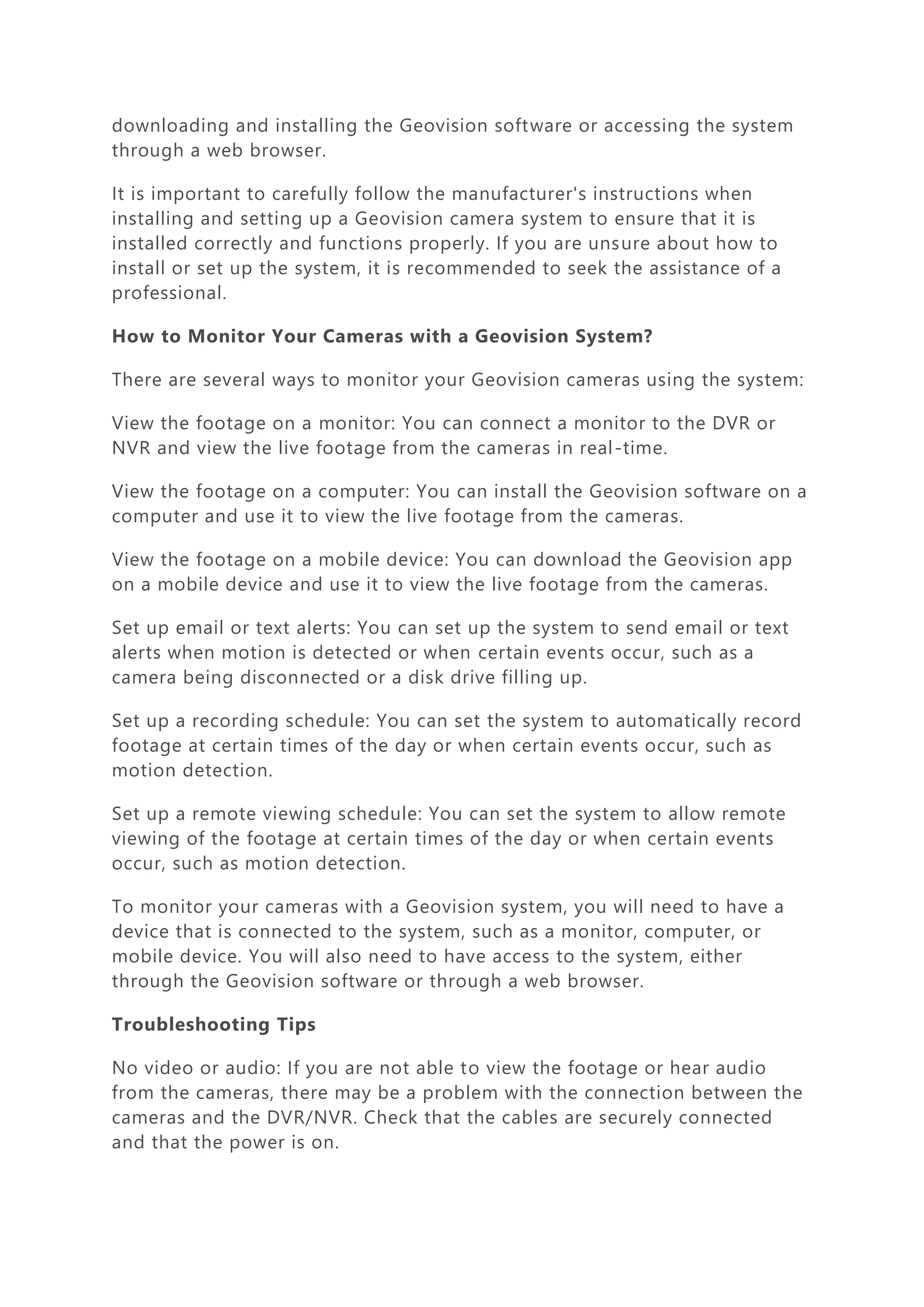 Geovision Camera System. | DOCX