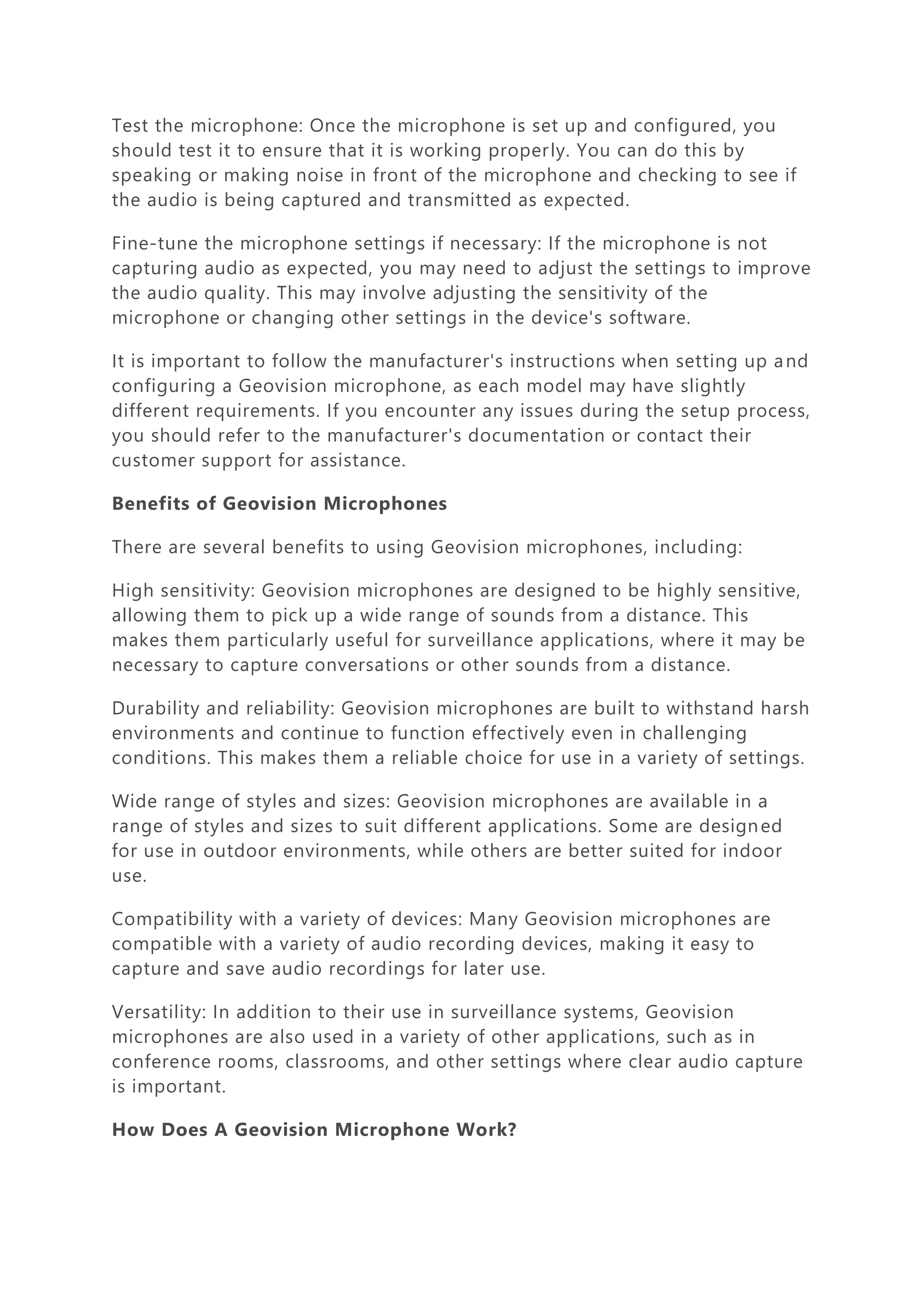 Geovision Microphone Cameras. | DOCX