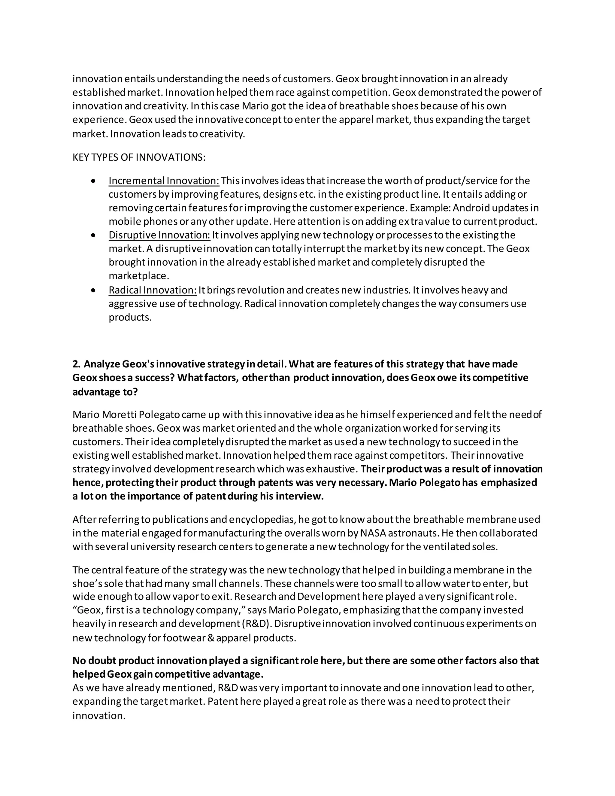 Geox case analysis | DOCX