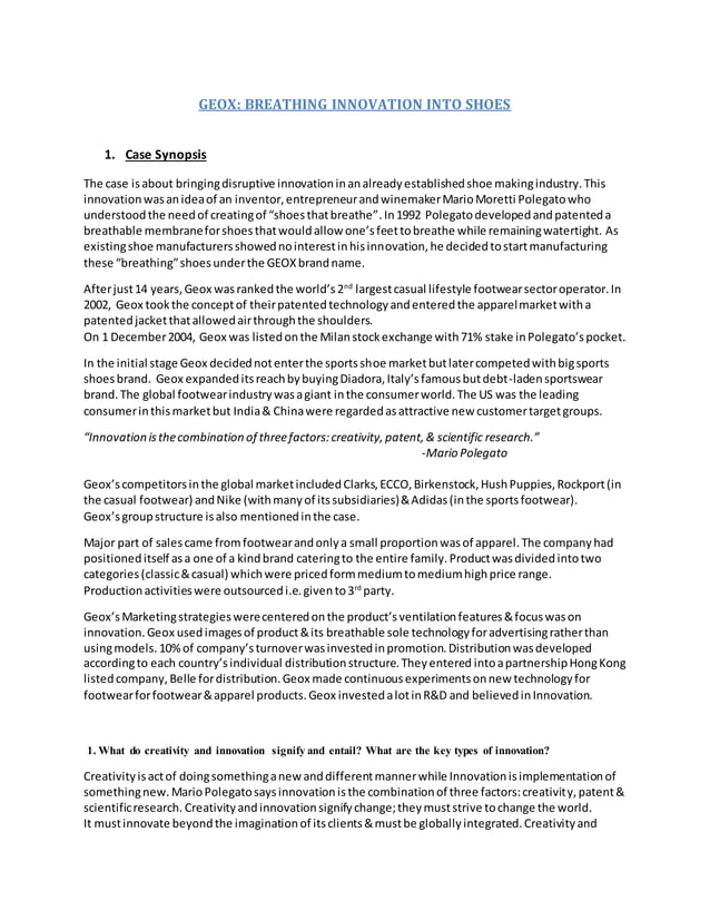Geox case analysis | DOCX