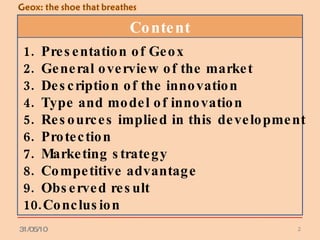 Innovation Case Study: Geox | PPT