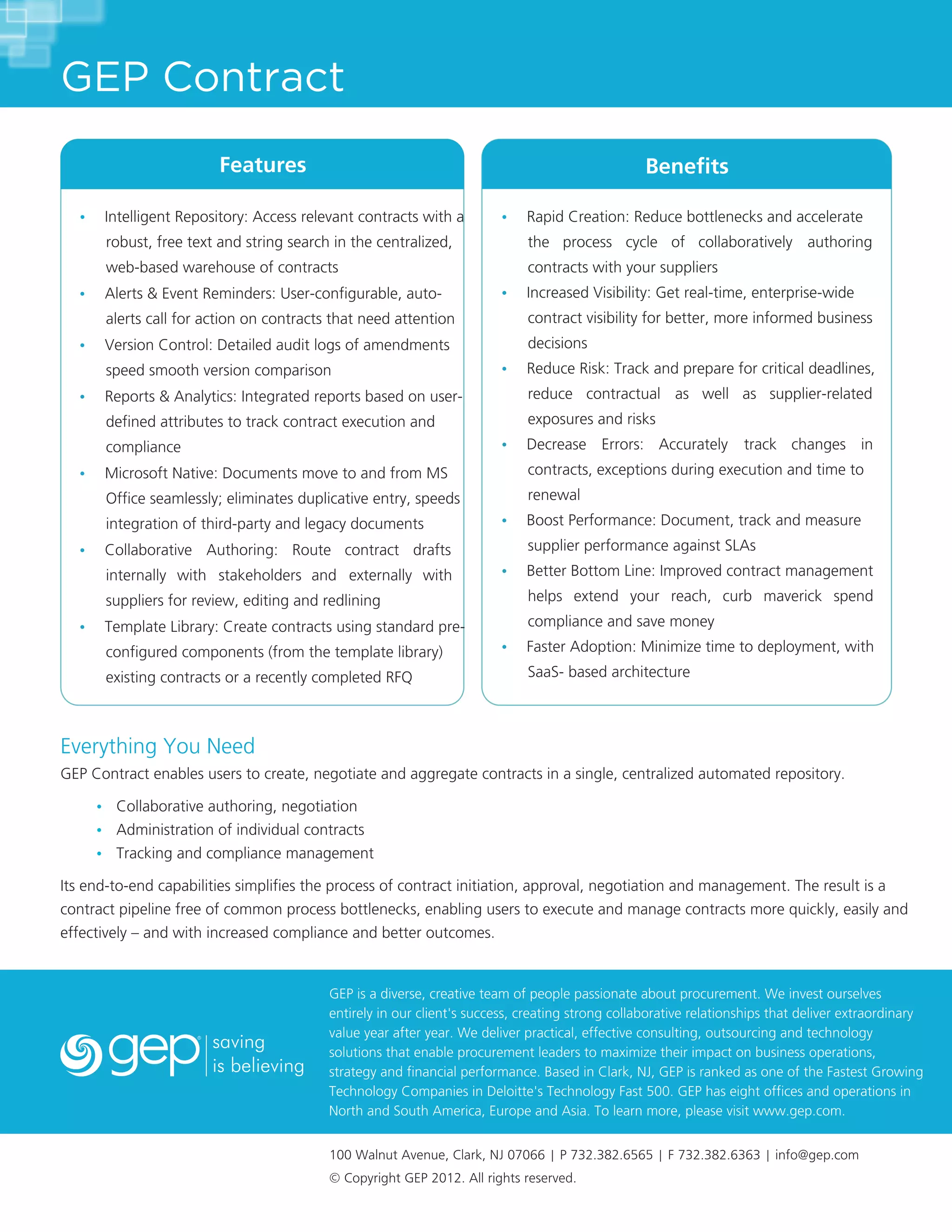 Data Sheet: GEP Contract | PDF