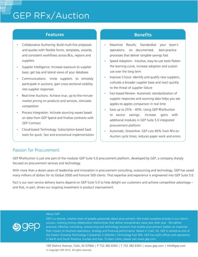 Data Sheet: GEP RFx/Auction | PDF