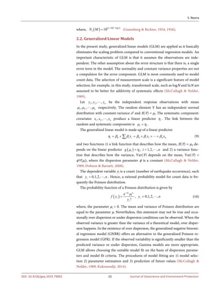 Estimating the Probability of Earthquake Occurrence and Return Period Using Generalized Linear ...