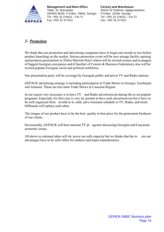 Gepack Sabic Business Plan | PDF | Logistics | Business