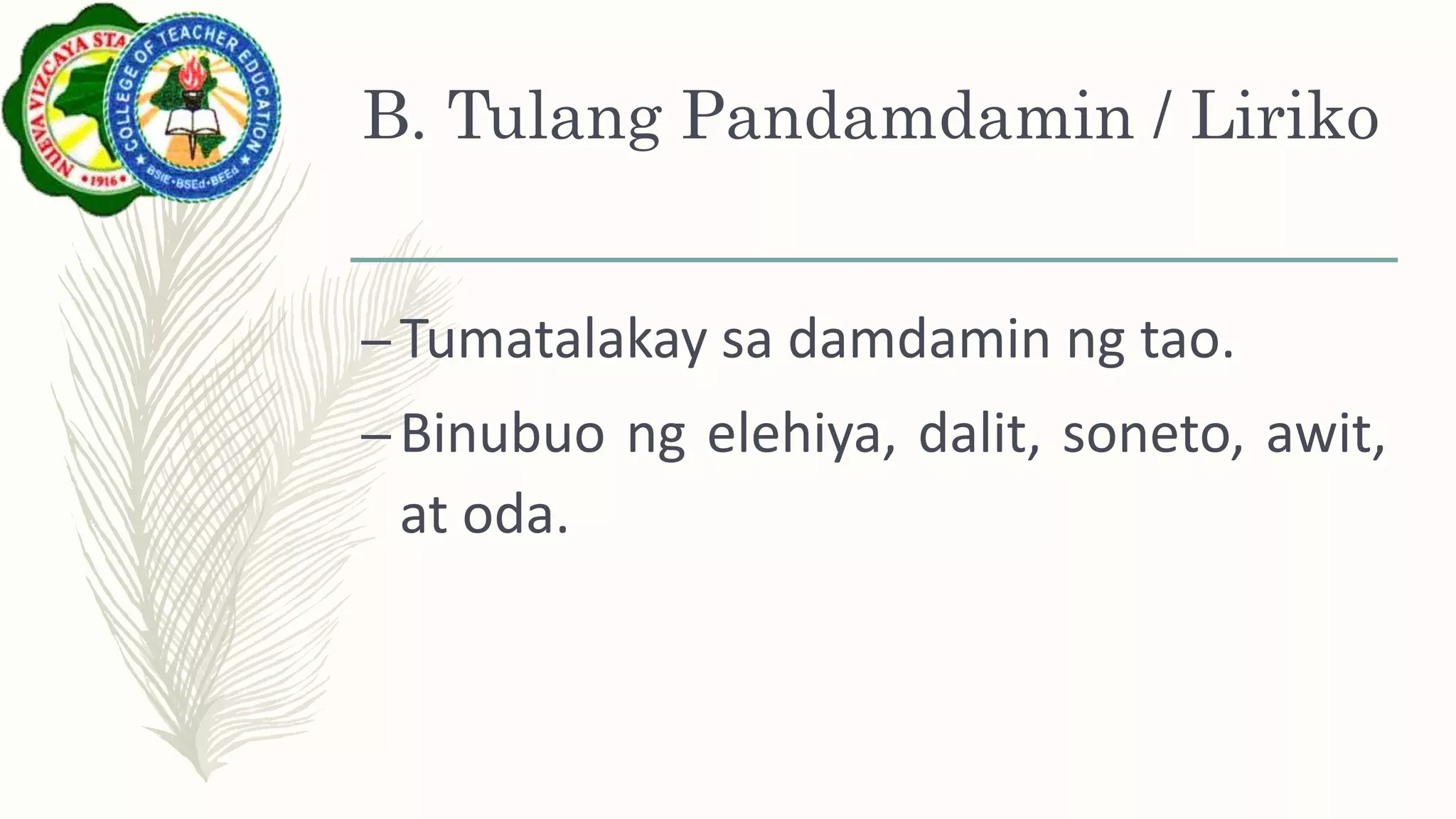 Mga Anyo at Uri ng Panitikan | PPTX