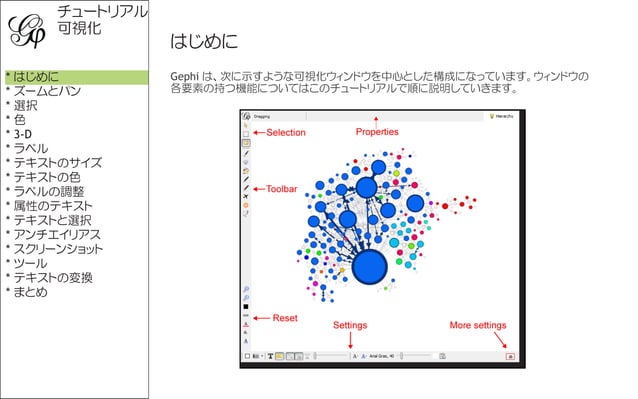 Gephi Tutorial Visualization (Japanese) | PDF | 3-D Graphics | Computer Software and Applications