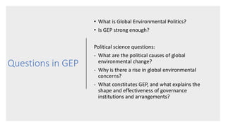 Classes 1 and 2 on Global Environmental Politics (introduction and ...