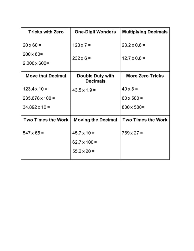 Multiplication tic tac-toe | PDF
