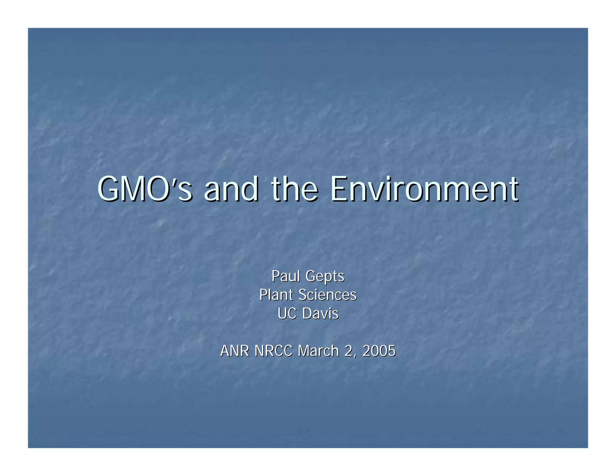 GMO’s and the Environment | PDF