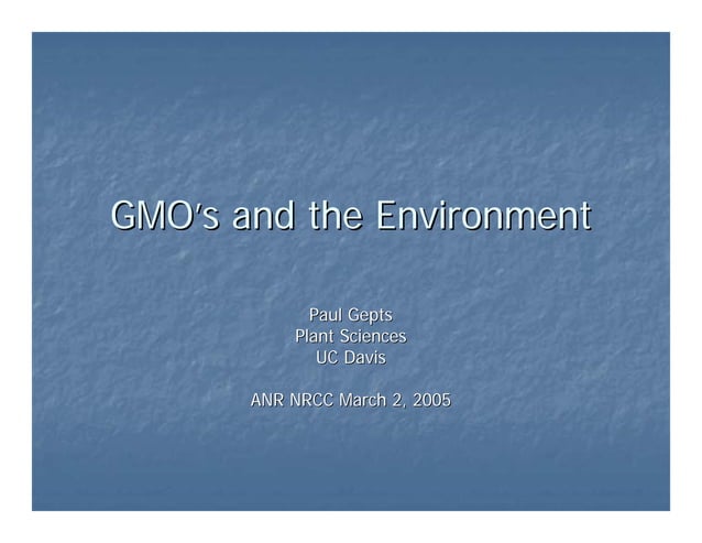 GMO’s and the Environment | PDF | Agriculture | Industries