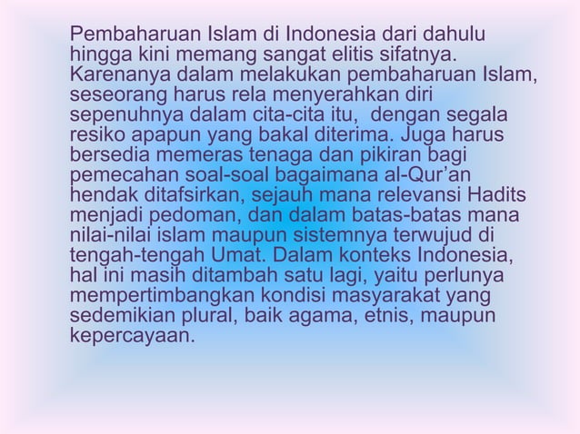 Gerakan pembaharuan islam di indonesia | PPTX