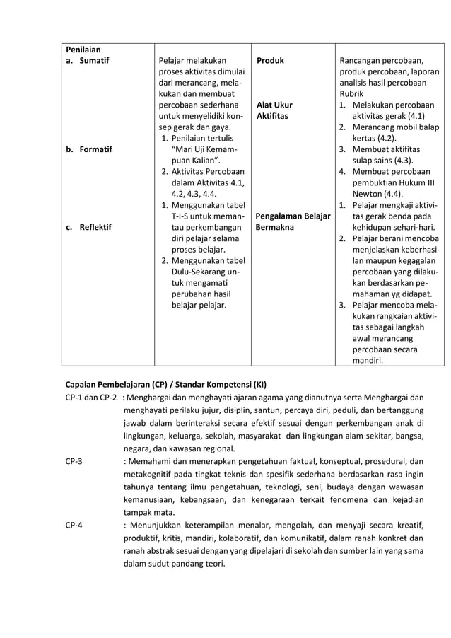 Gerak dan Gaya IPA Kelas VIII Fase-D Smt 1 | PDF