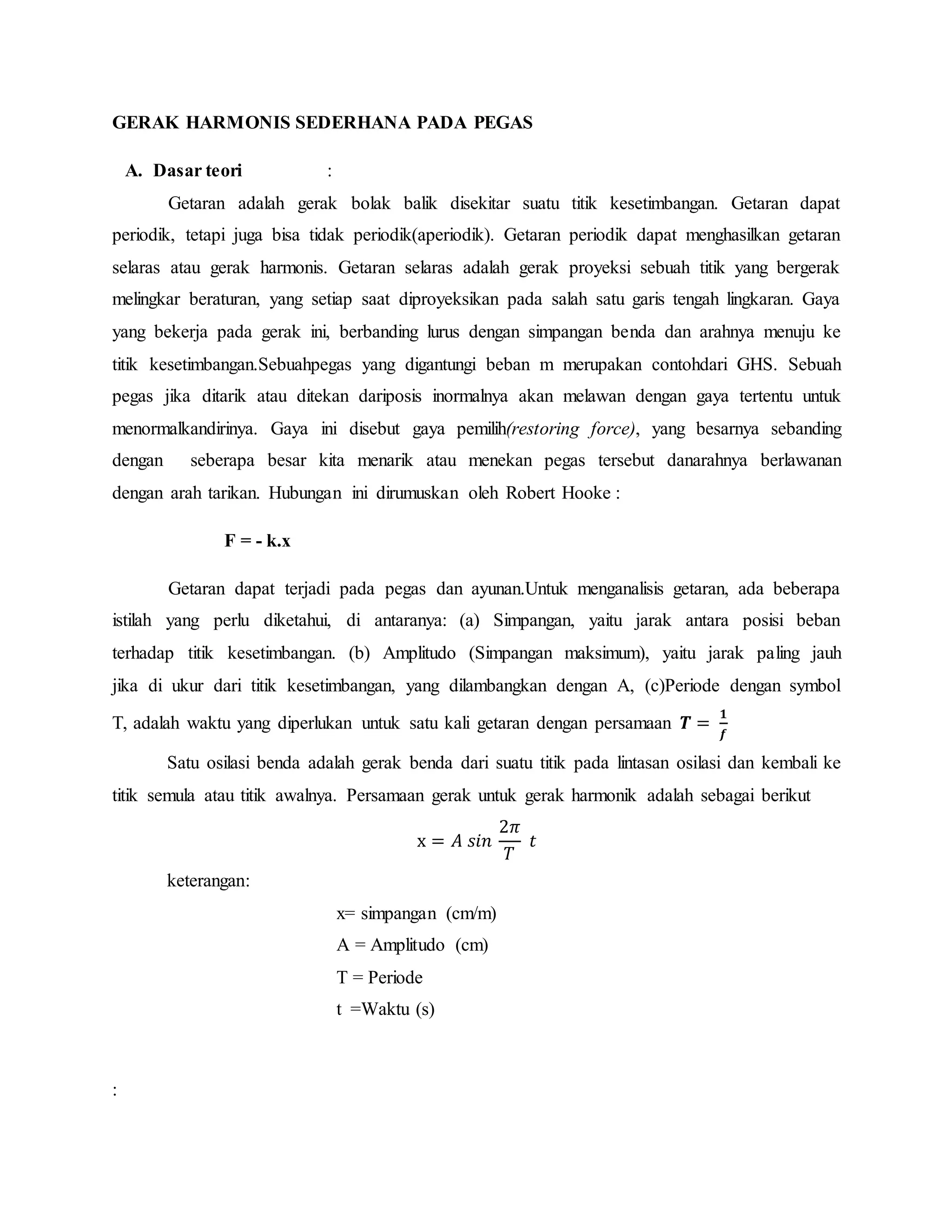 Gerak harmonis pegas | DOCX
