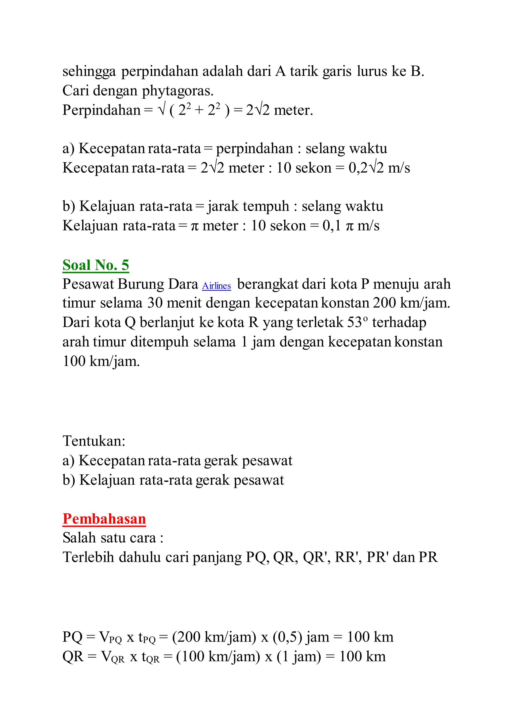 Gerak lurus beraturan | DOCX