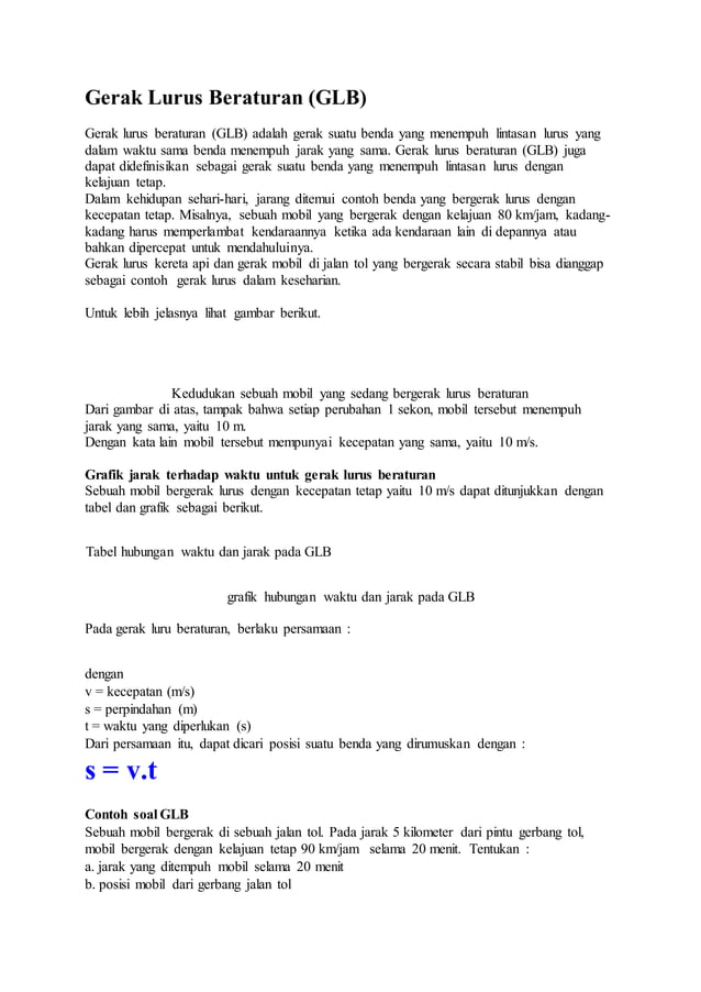 Gerak lurus beraturan | DOCX