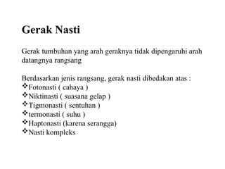 Gerak pada tumbuhan pertemuan 6.ppt fisiologi tumbuhan | PPT