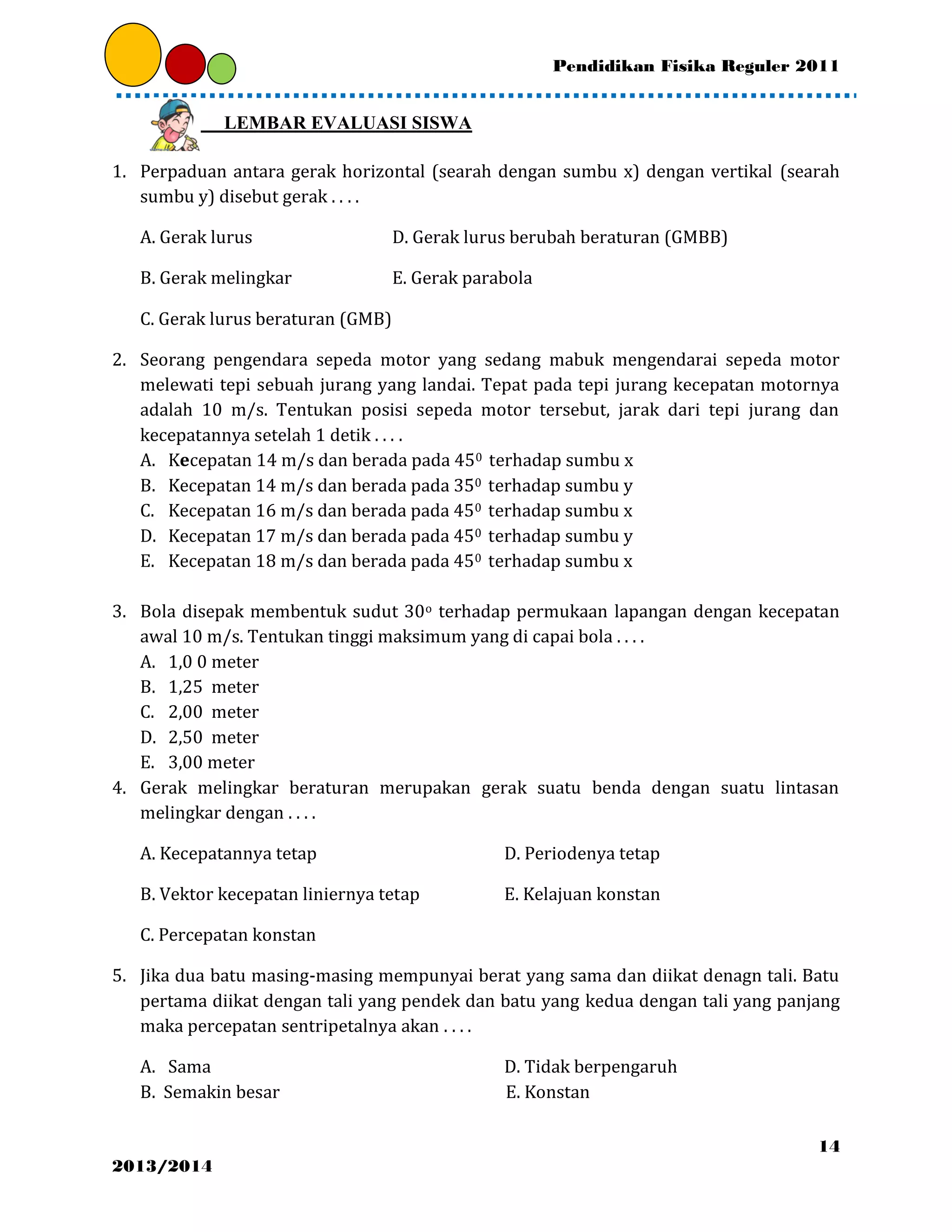 Gerak parabola dan gerak melingkar lengkap lp | PDF