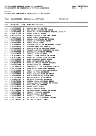 Geral ingressantes sisu 2015-1 | PDF